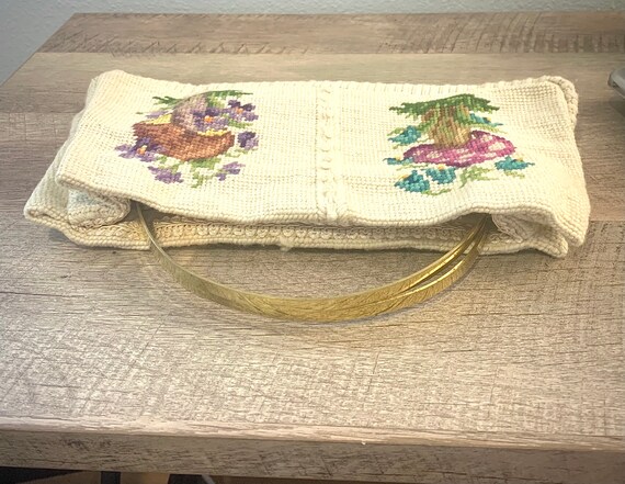 1970’s Rare needlepoint mushroom handbag in bright po… - Gem