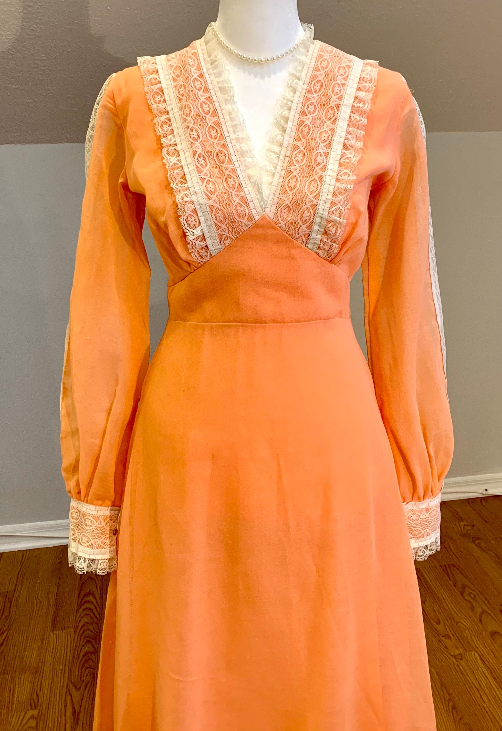 Cottage Core Peach Color Prairie Boho Dress From the 70’s - Etsy