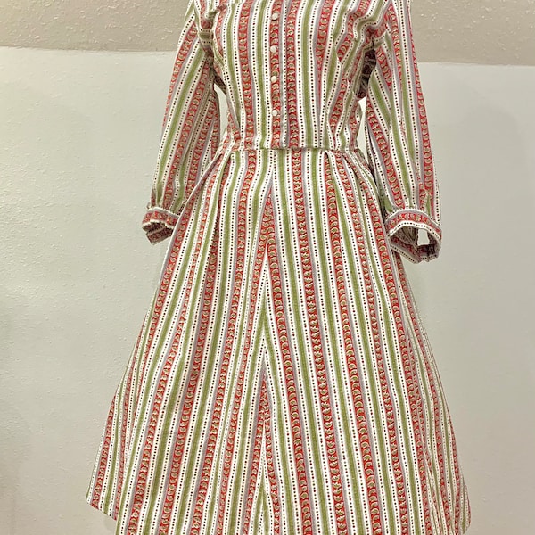Red and Green Striped Dress - Etsy