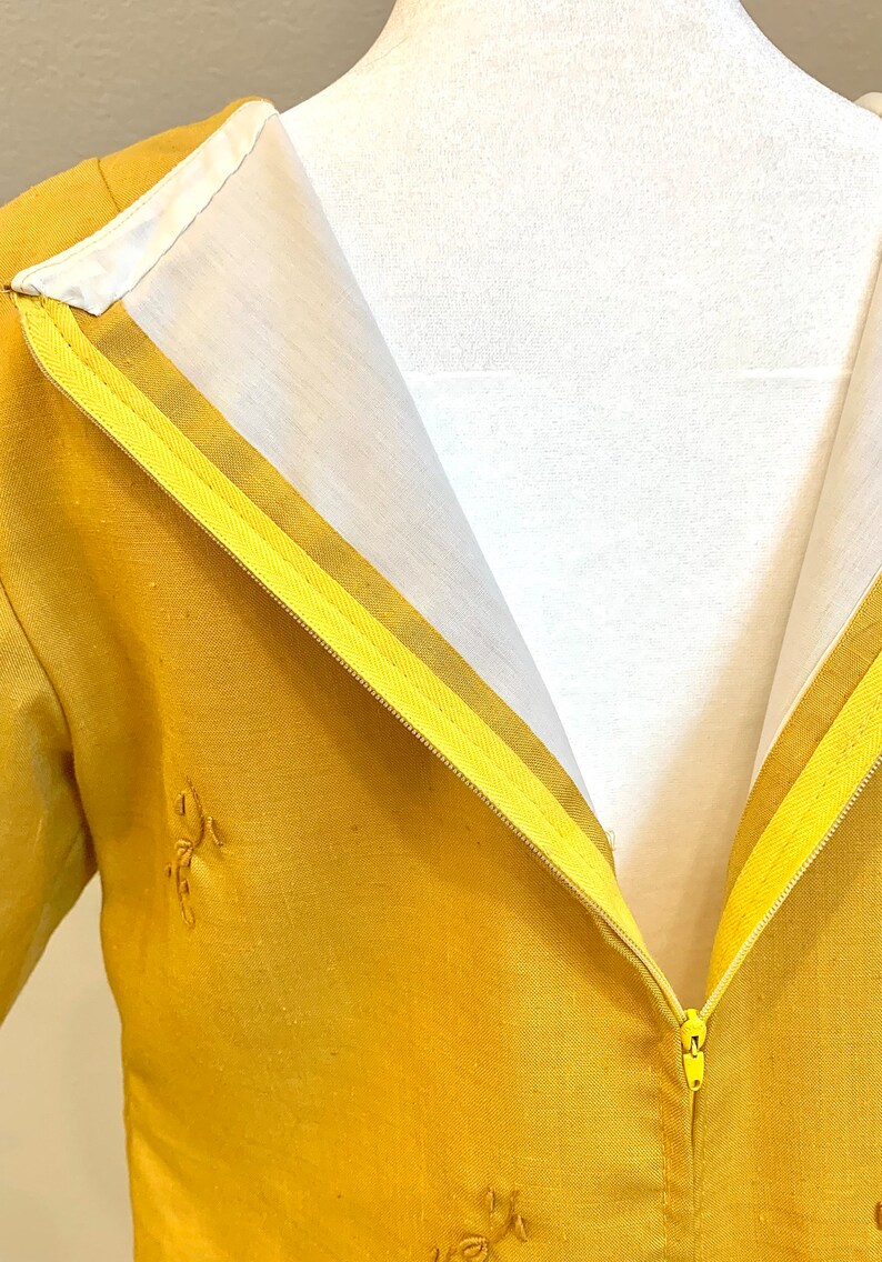 1960’s Yellow Shift Dress Handmade Embroidered - Etsy
