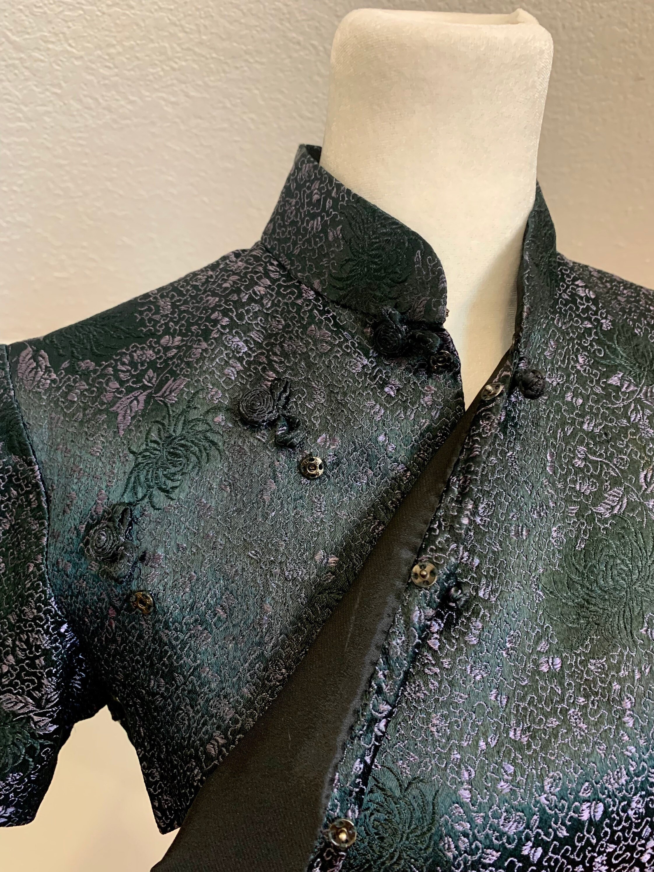40s Handmade Cheongsam Black and Purple Iridescent - Etsy