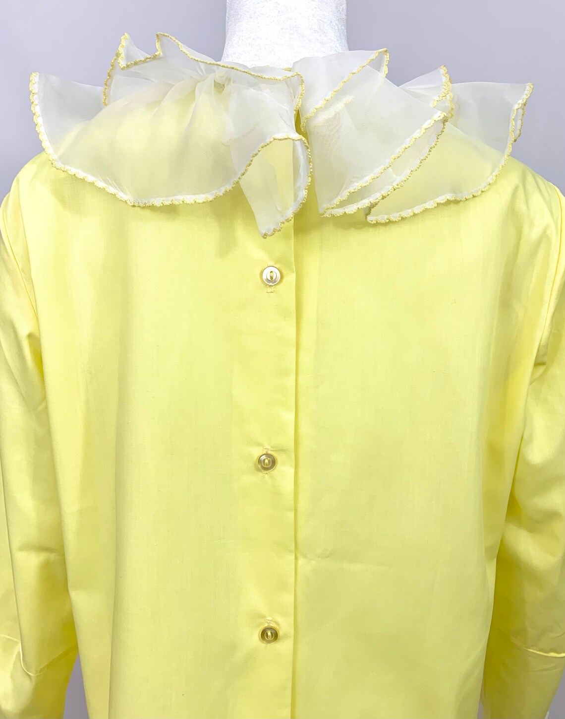 Lemon Yellow Blouse With Lots of Ruffle Chiffon Detail! - Etsy