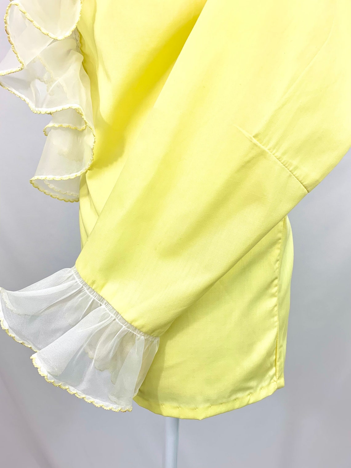 Lemon Yellow Blouse With Lots of Ruffle Chiffon Detail! - Etsy