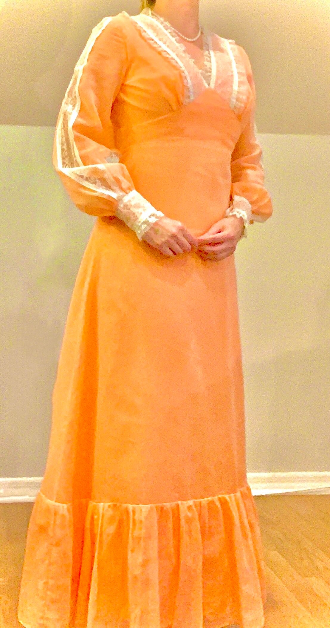 Cottage Core Peach Color Prairie Boho Dress From the 70’s - Etsy