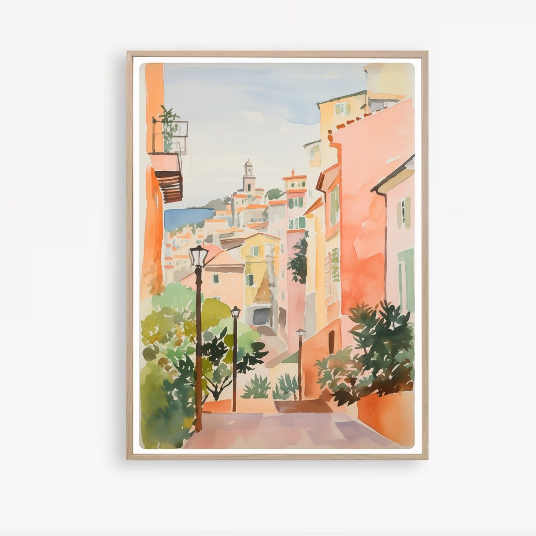 Nice, France Art Print, French Riviera Painting, Nice Travel Poster ...
