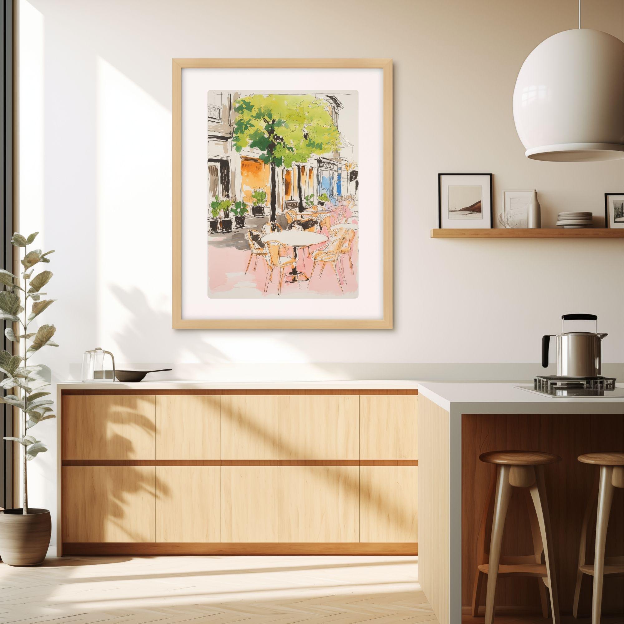 French Cafe Drawing, Coffee Shop Sketch, Cafe Watercolor Painting ...