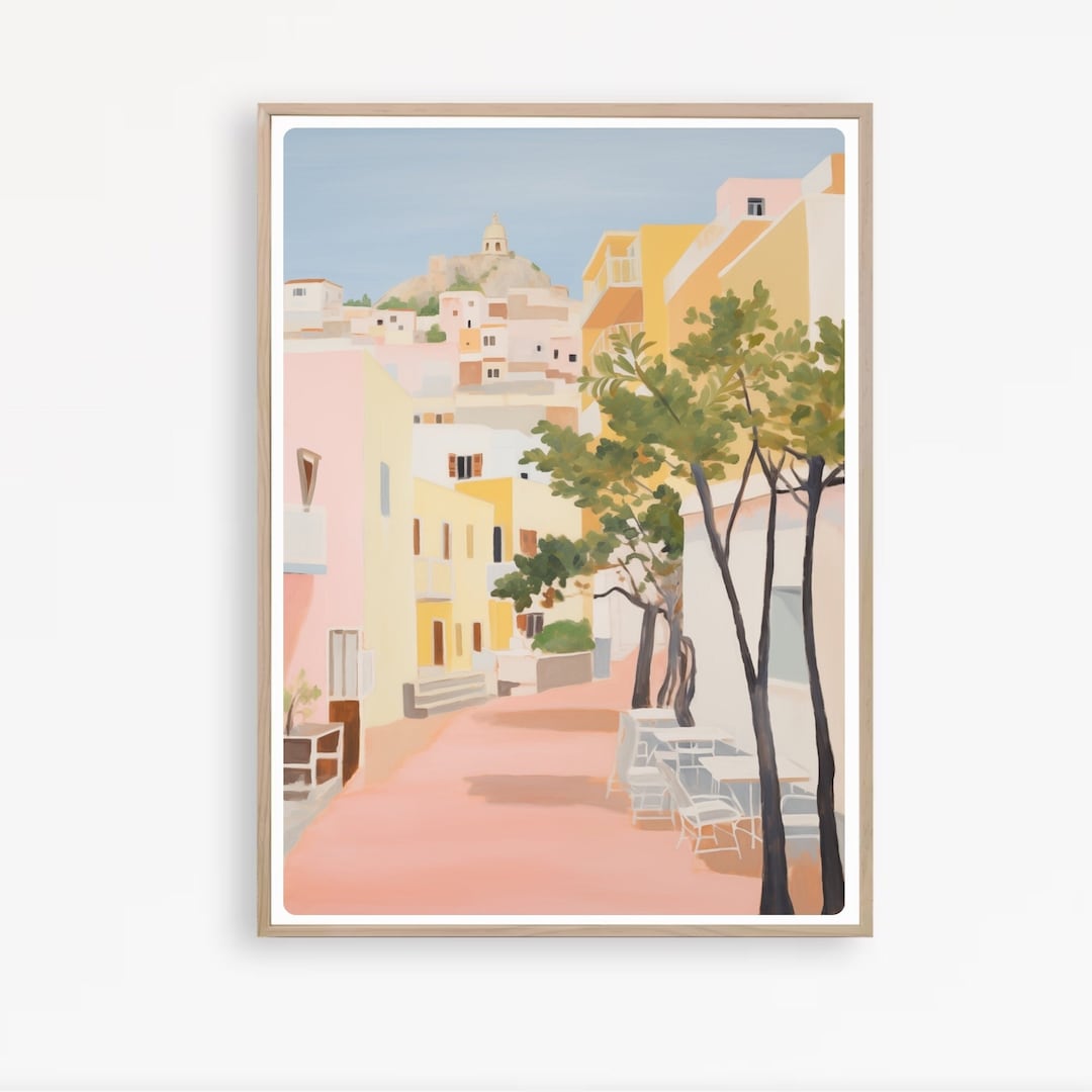 Ibiza Painting, Ibiza Old Town Print, Dalt Vila Ibiza, Ibiza Spain ...