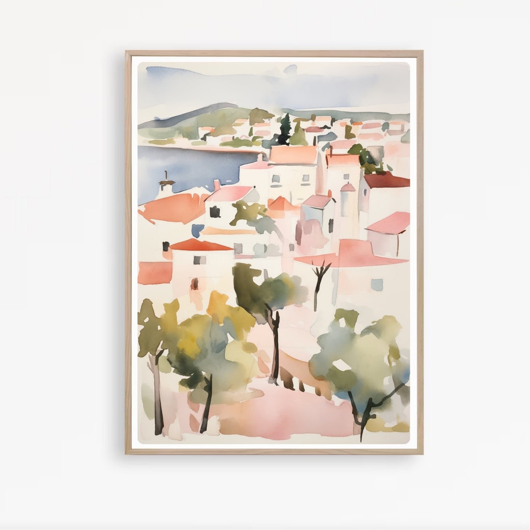 Menorca Art Print, Mediterranean Wall Art, Menorca Town Painting ...