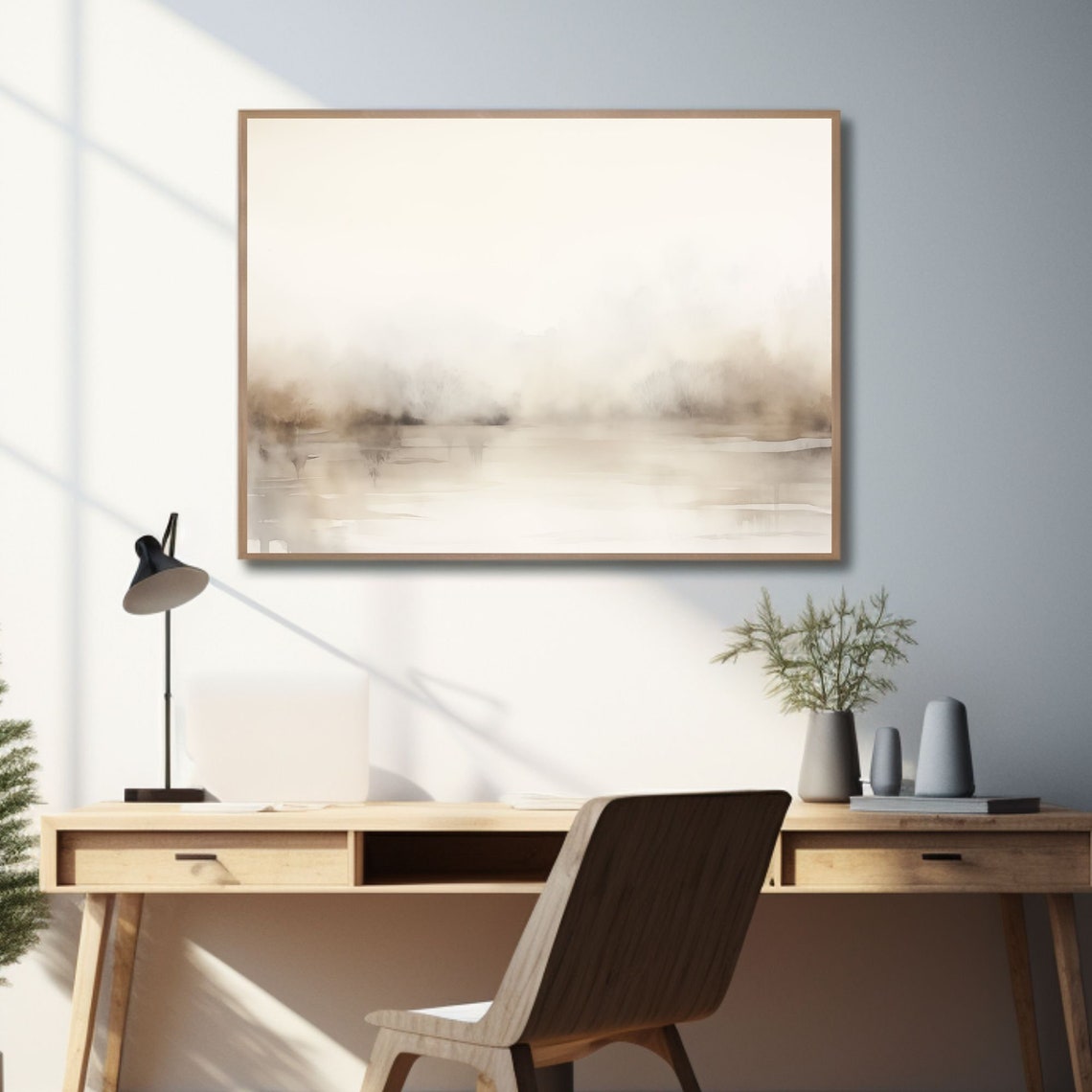 Misty Abstract Landscape, Beige Minimalist Print, Printable Abstract ...