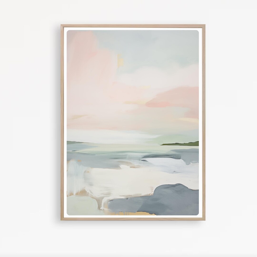 Abstract Ocean Art, Coastal Wall Art, Beach House Decor, Pastel ...