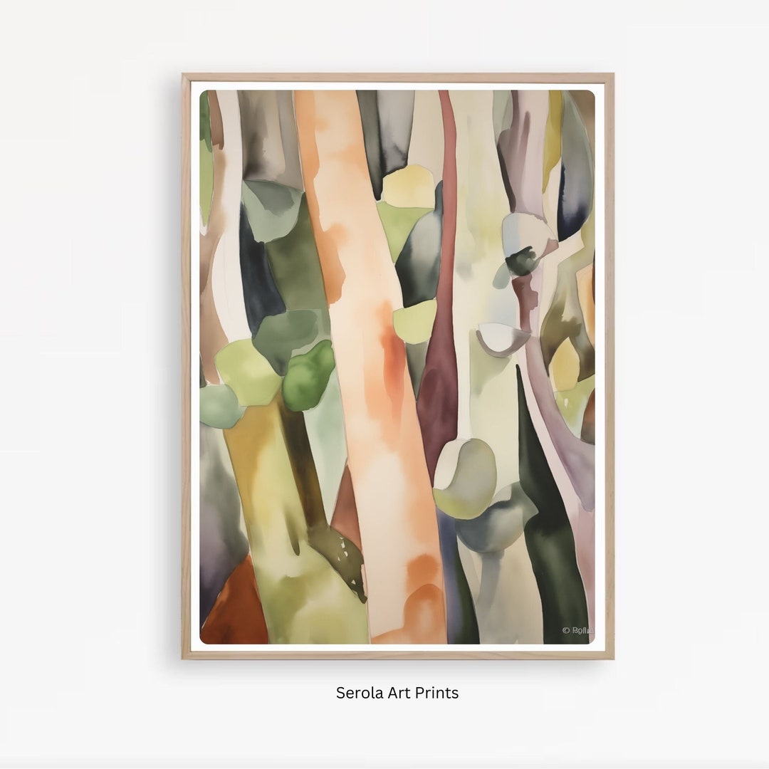 Abstract Tree Painting, Tree Bark Print, Colorful Gum Tree Print ...