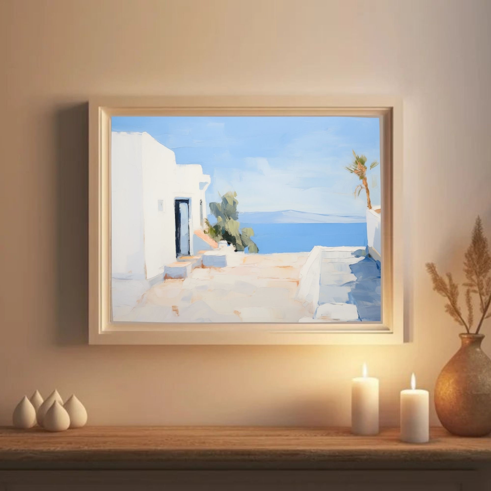 Ibiza Coastal Landscape, Printable Modern Ocean View, Abstract ...