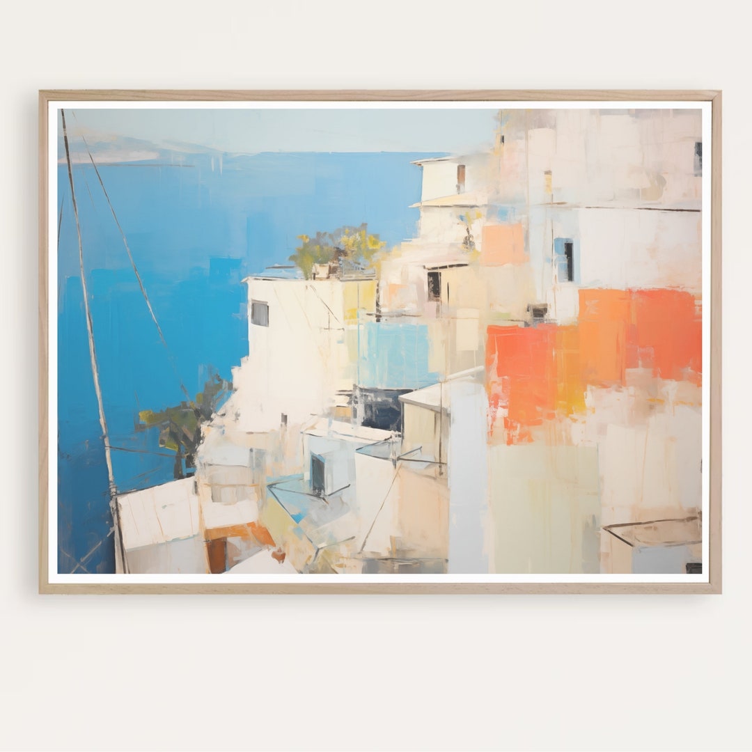 Abstract Coastal Landscape, Printable Modern Ocean View, Abstract ...
