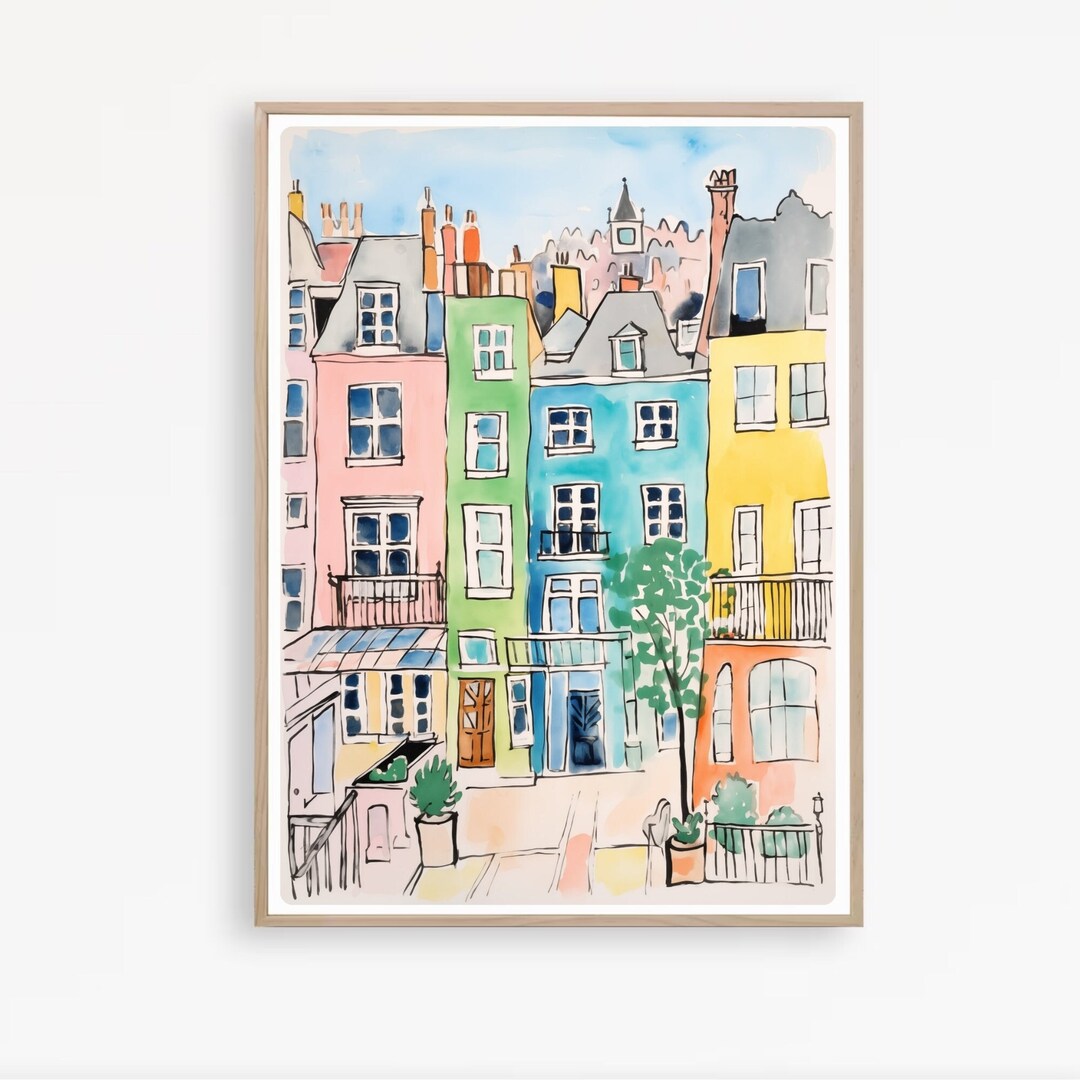London Colourful Houses Print, London Wall Art, Architecture ...