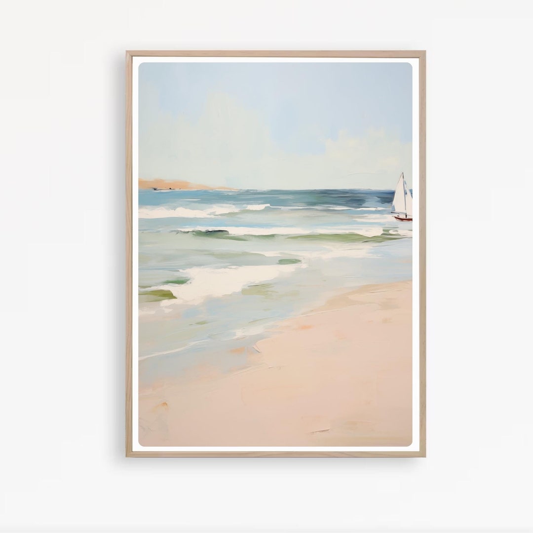 Sailboat Art Print, Sailing Boat Painting, Nautical Decor, Summer Beach ...