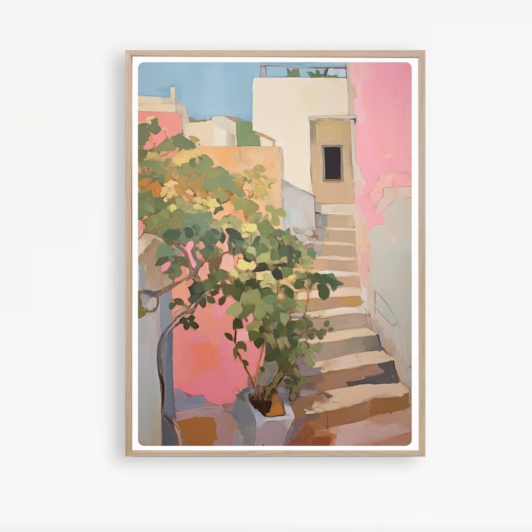 Greek Island Print, Colorful Houses Print, Symi, Greece Painting ...