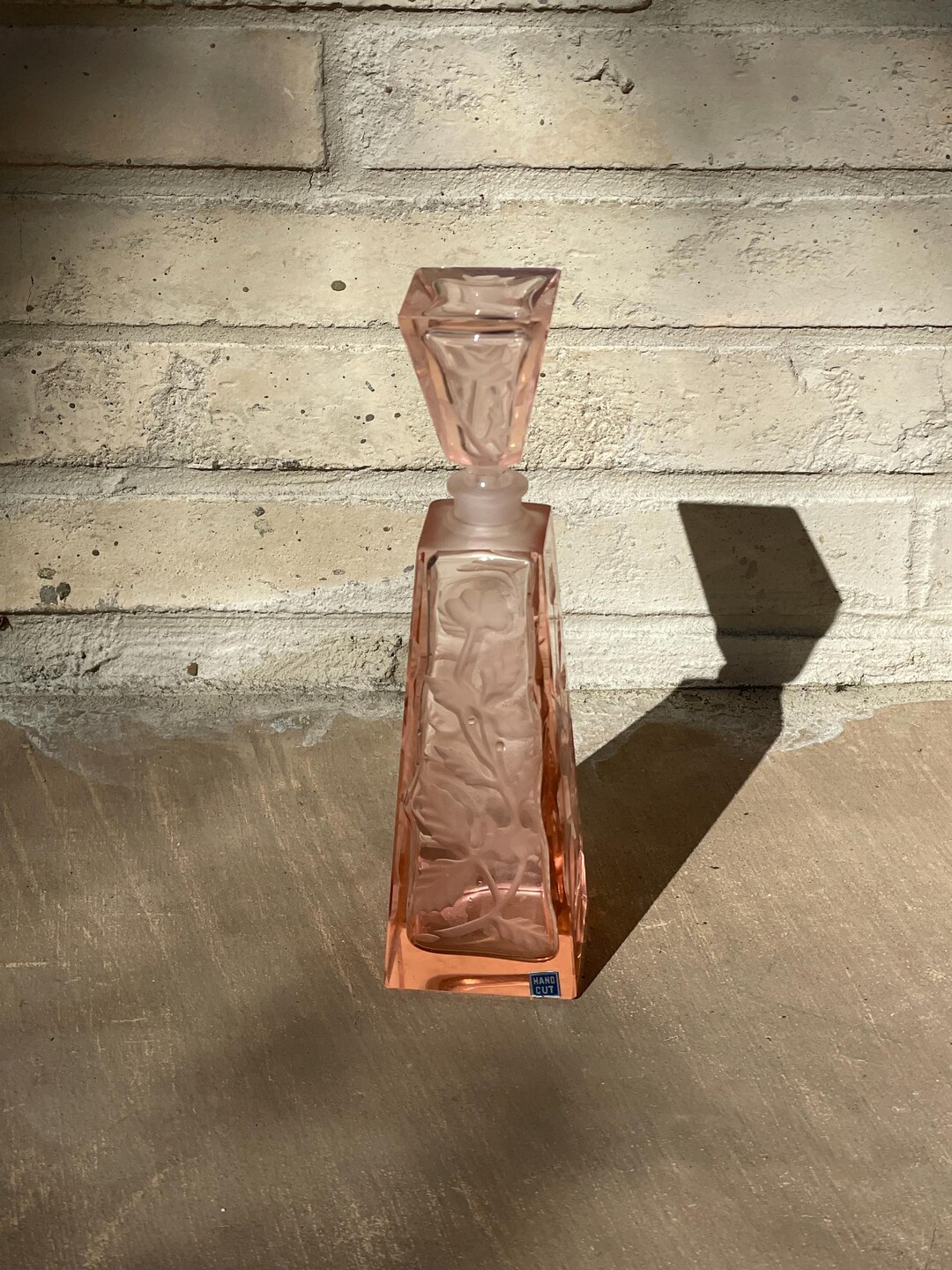 Vintage Pink Hand Cut Glass Perfume Bottle - Floral Japanese Decor - Etsy