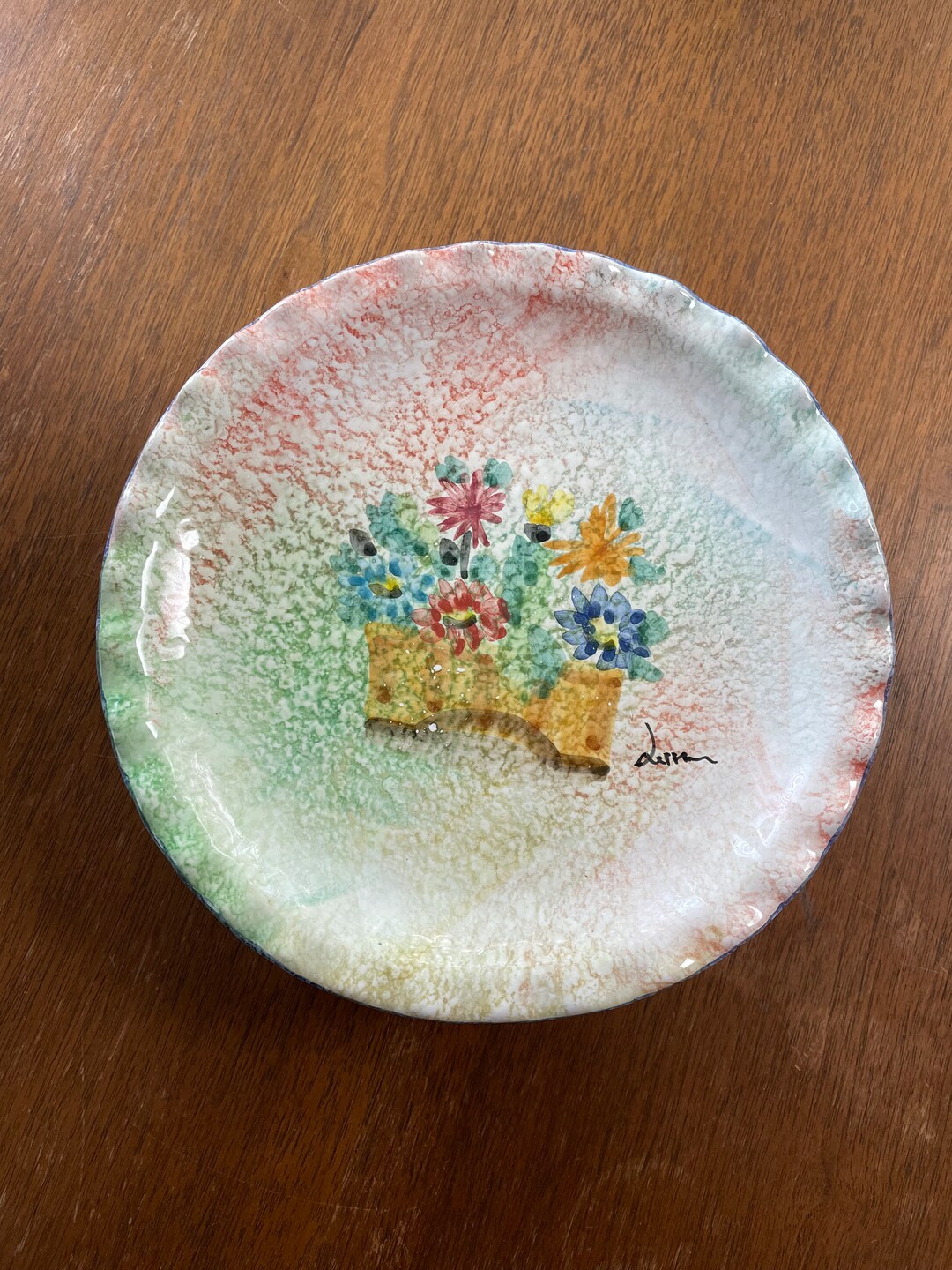 Vintage Italian Wild Flower Ceramic Plates / Signed / Set of 5 / Italy ...