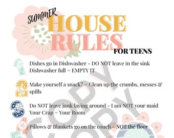 Summer House Rules for Teen | Daily Routine for Teen | Summer Flowers ...
