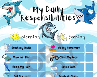 Daily Responsibilities Chore Chart Daily Routine for Kids | Etsy