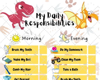 Daily Responsibilities Chore Chart | Daily Routine for Kids | Cute ...
