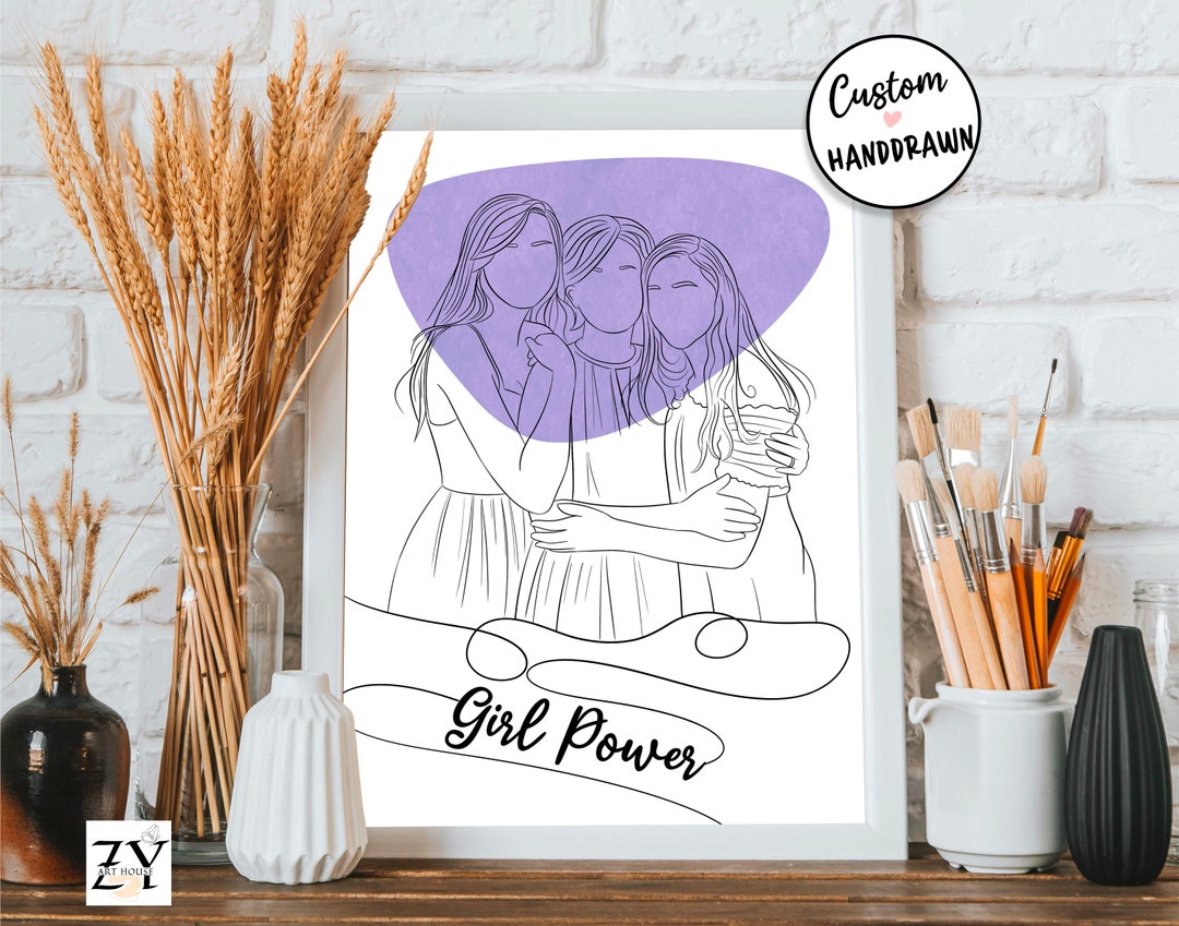 Custom Line Drawing Family Gift Line Art Personalized Gift Family ...