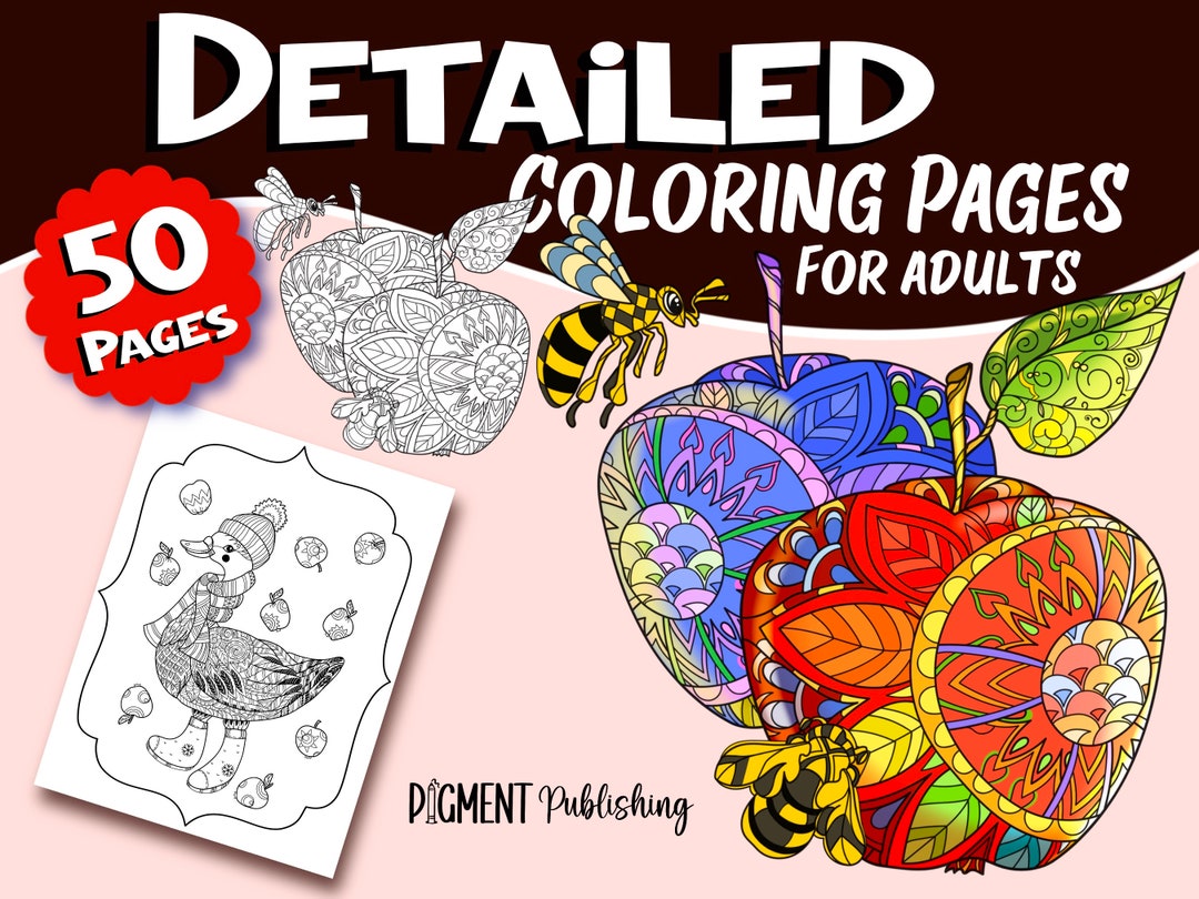 50 Printable Detailed Coloring Pages for Adults Downloadable - Etsy ...