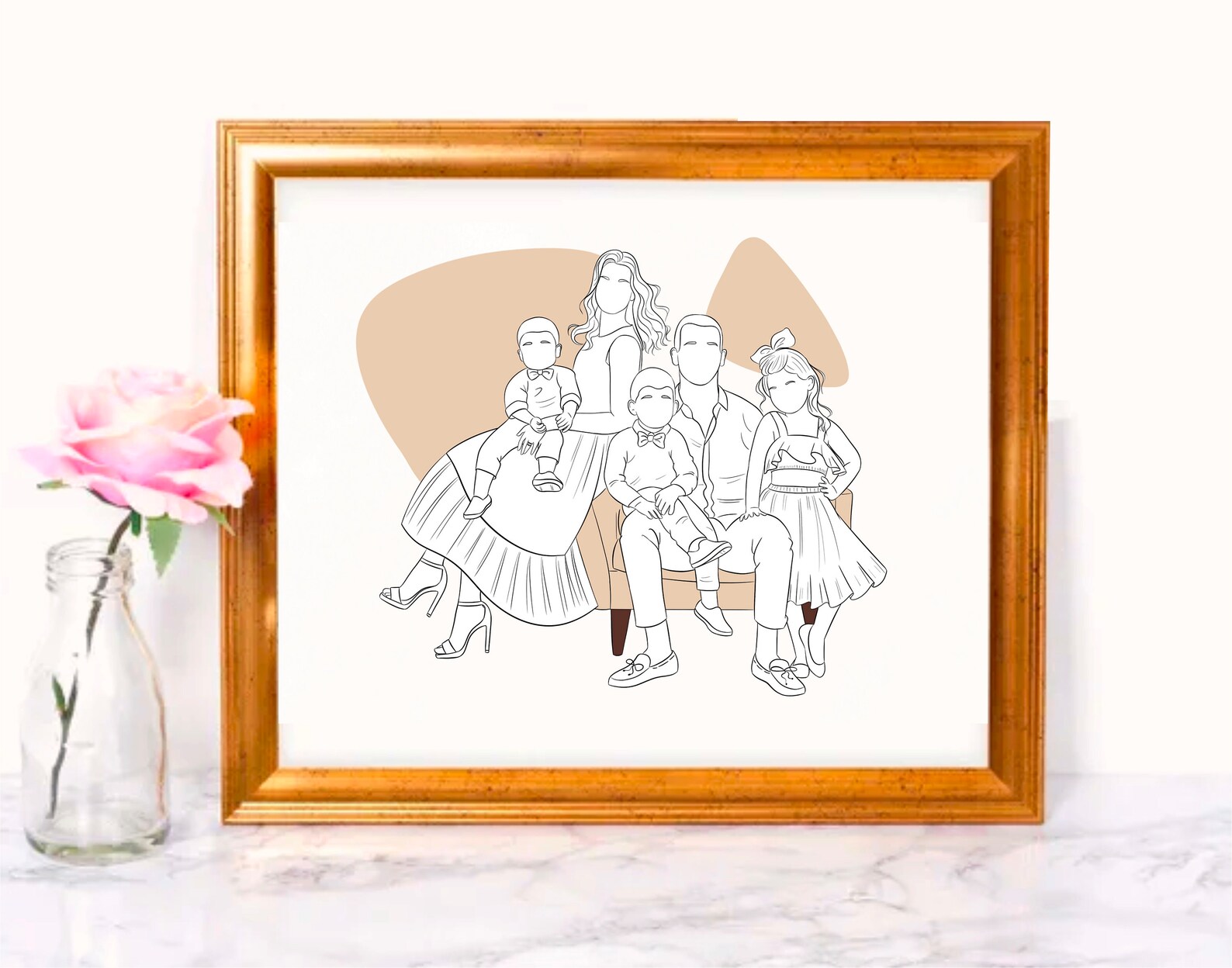 Custom Line Drawing Family Gift Line Art Personalized Gift Family ...