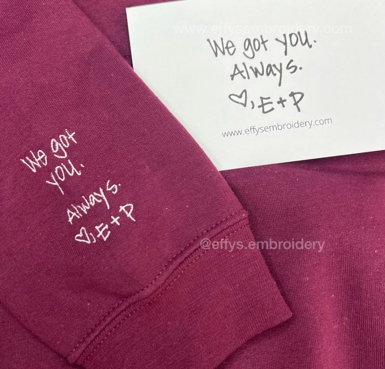 Personalized Handwriting Embroidered Sleeve Sweaters - Etsy