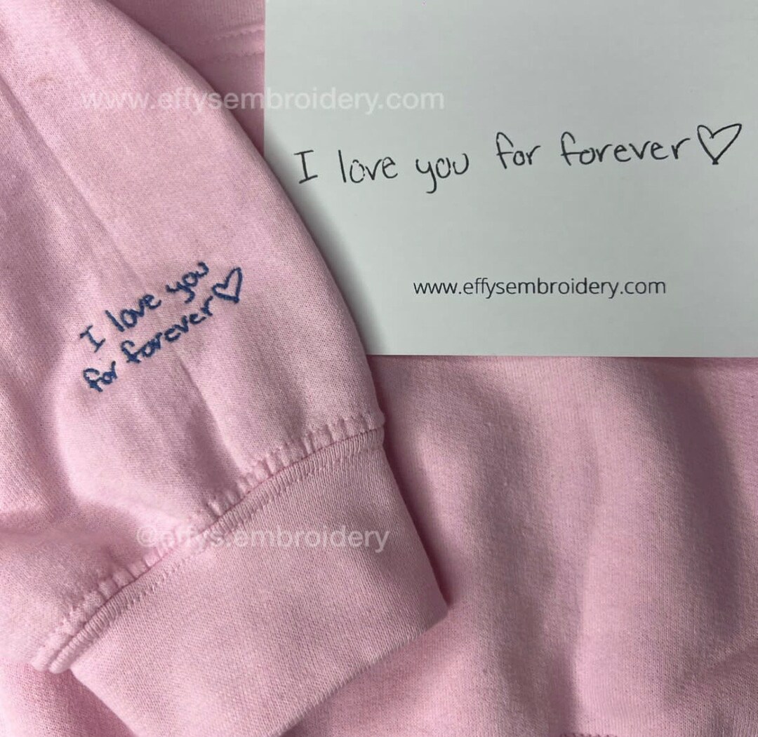 Personalized Handwriting Embroidered Sleeve Sweaters - Etsy
