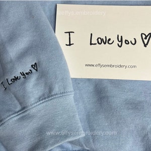 Personalized Handwriting Embroidered Sleeve Sweaters - Etsy