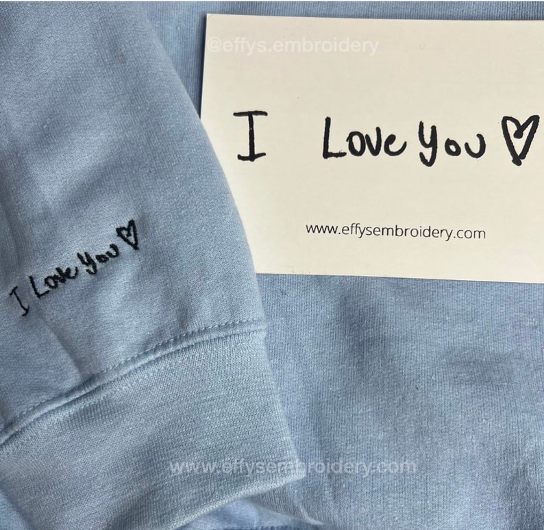 Personalized Handwriting Embroidered Sleeve Sweaters - Etsy