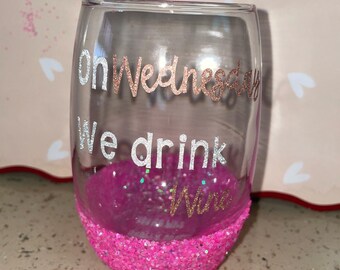 On Wednesdays We Drink Wine Stemless Wine Glass. Mean Girls Inspired ...
