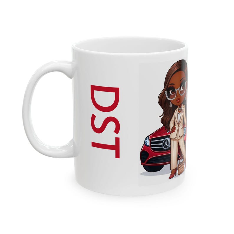 Delta Sigma Theta Coffee Mug, Cute Chibi Design, Crimson & Cream ...