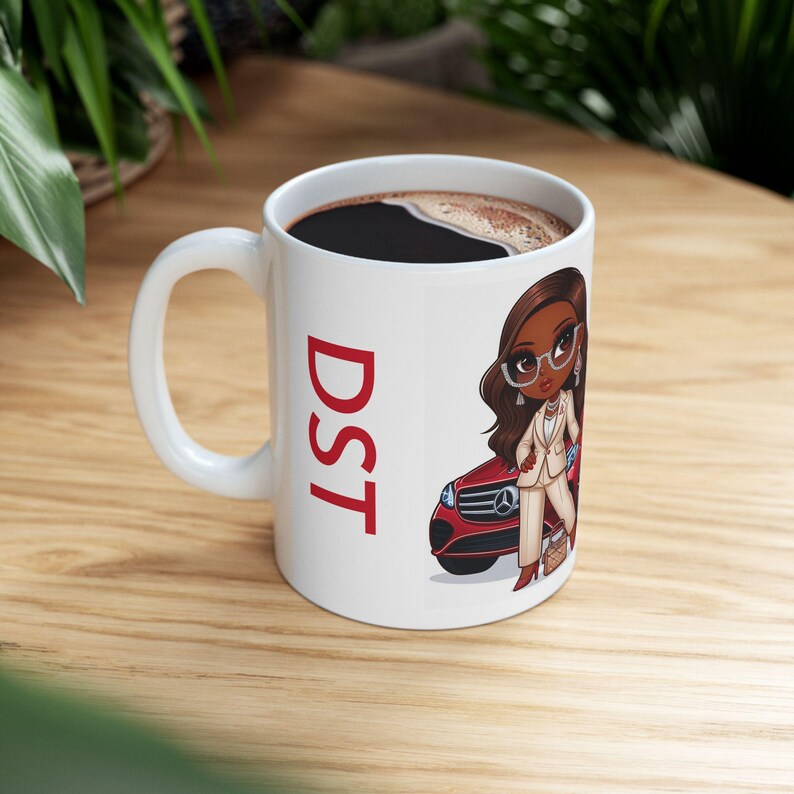 Delta Sigma Theta Coffee Mug, Cute Chibi Design, Crimson & Cream ...