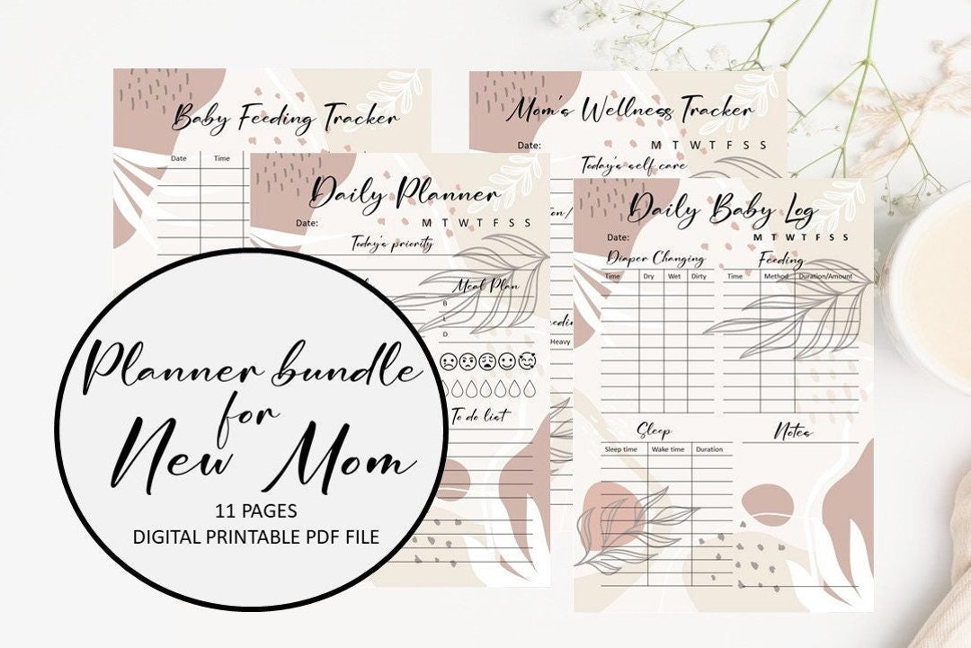 Planner Bundle for New Mom, Baby Shower Gift, Sleep Tracker, Post-natal ...