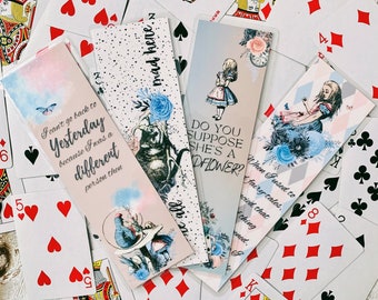 10 Alice in Wonderland Bookmark Designs, Bookmark Set JPG, Printable ...