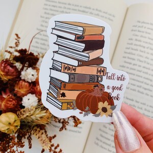 Fall Book Stack Sticker L Book Sticker - Etsy