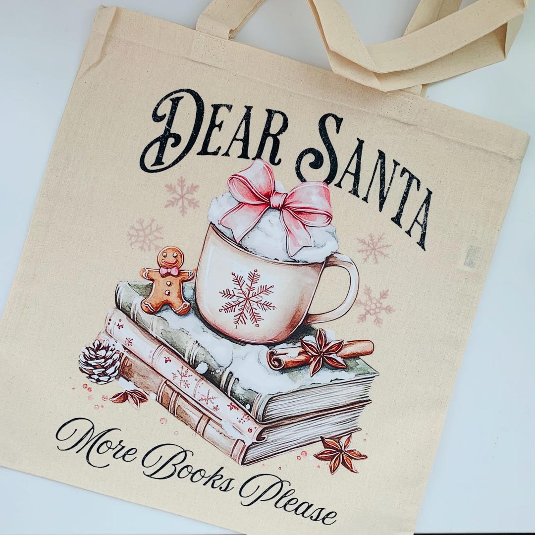 Dear Santa Book Tote Bag L Christmas Reader Gift - Etsy