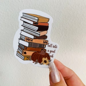 Fall Book Stack Sticker L Book Sticker - Etsy