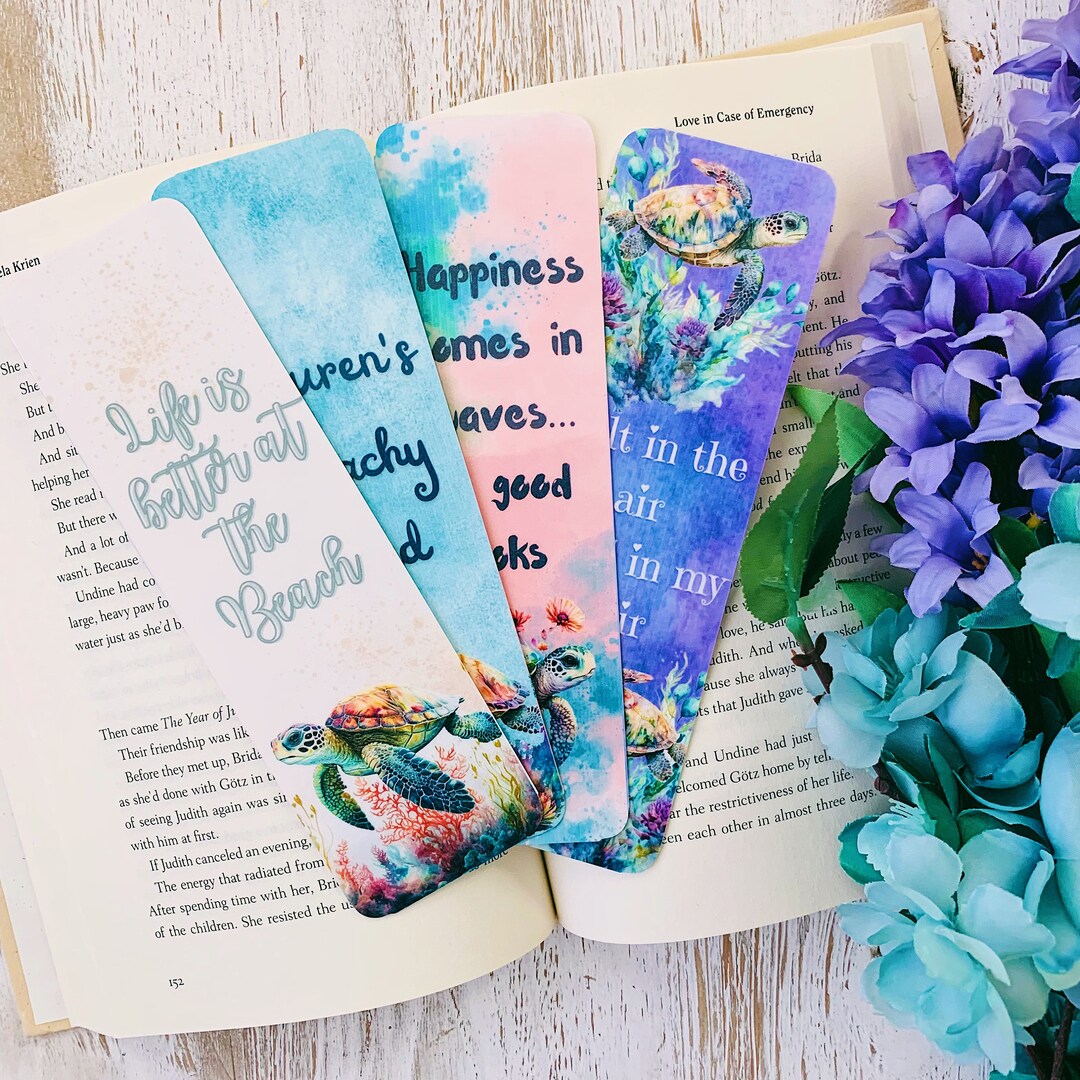 Watercolor Beach Turtle Bookmarks - Etsy
