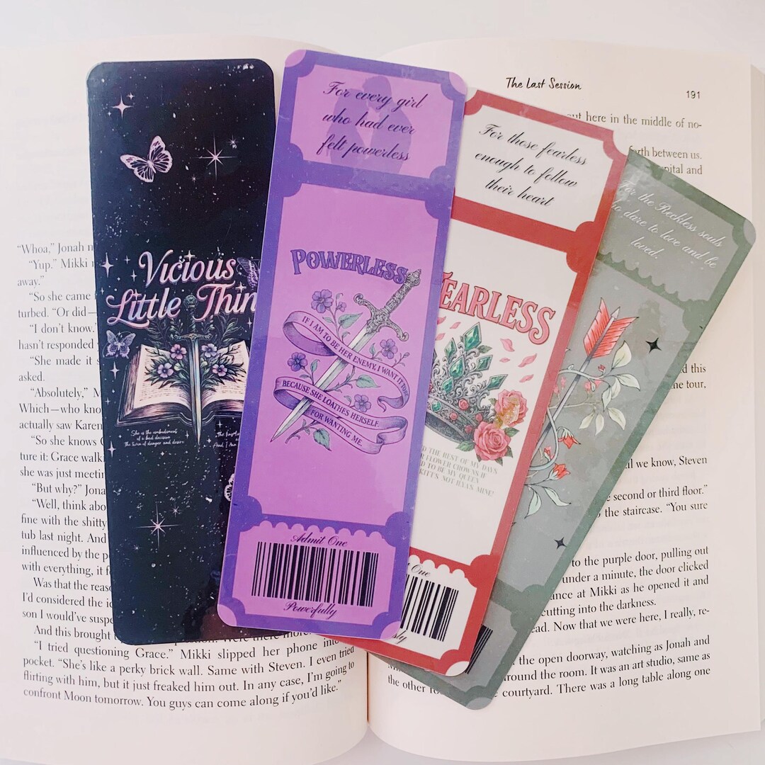 Romantasy Bookmarks L Powerless Inspired Bookmark Set L Handmade ...