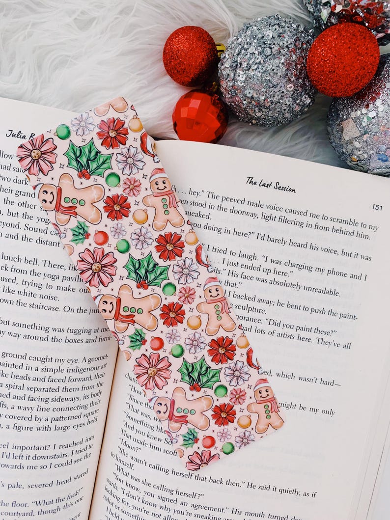 Gingerbread Festive Holiday Pattern Bookmarks L Christmas Bookmark Gift ...