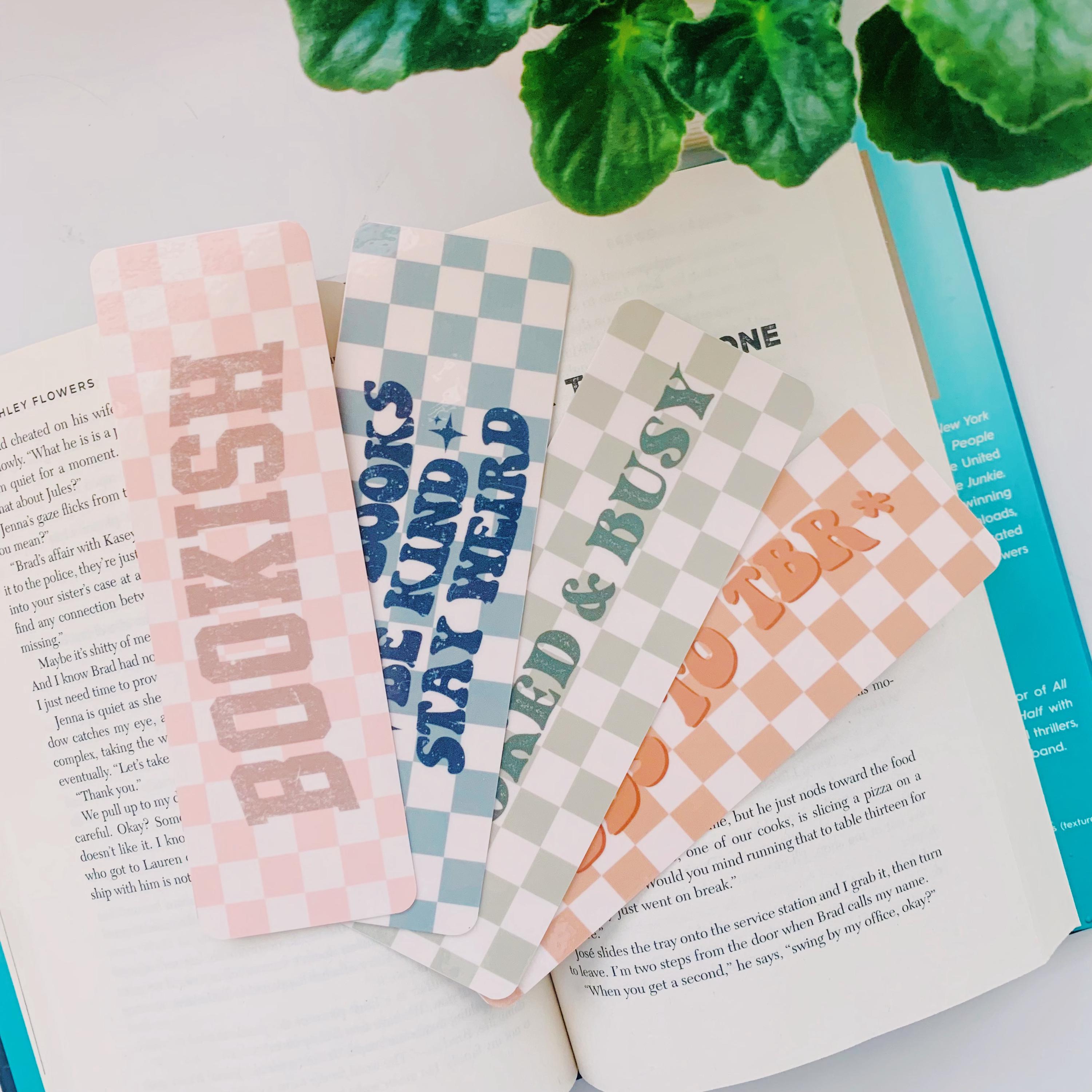 Reader Bookmarks L Colorful Checkered Bookish Bookmark Set L Bookworm ...