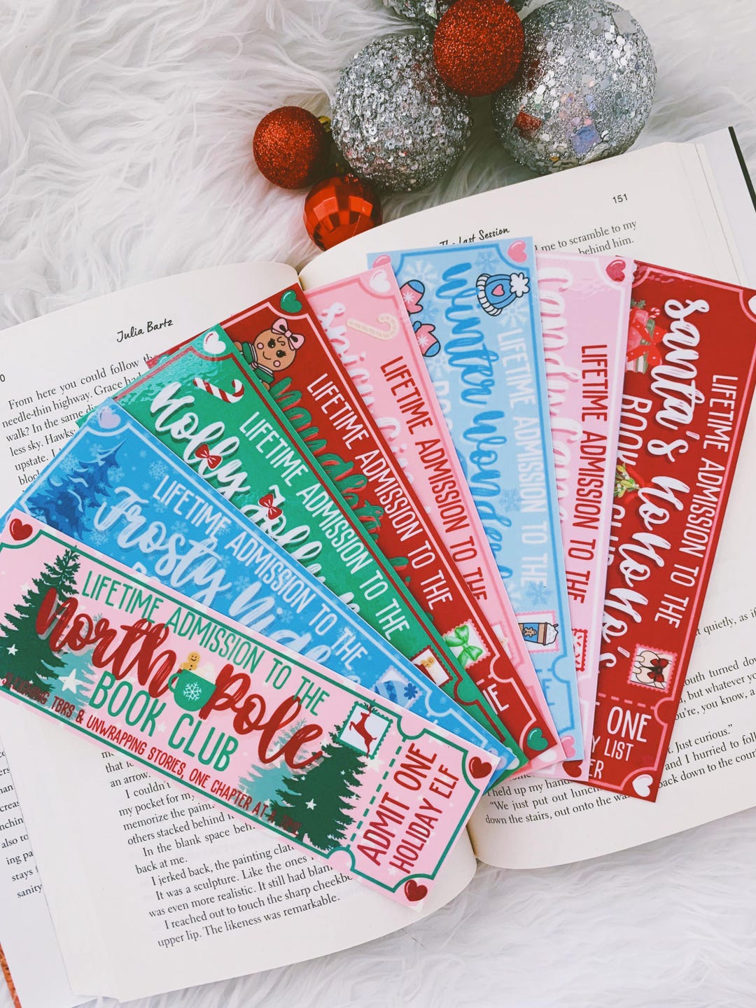Book Club Ticket Christmas Bookmarks L Winter Bookmark Set L Holiday ...