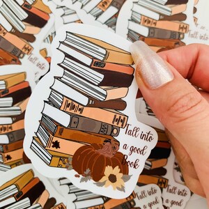 Fall Book Stack Sticker L Book Sticker - Etsy