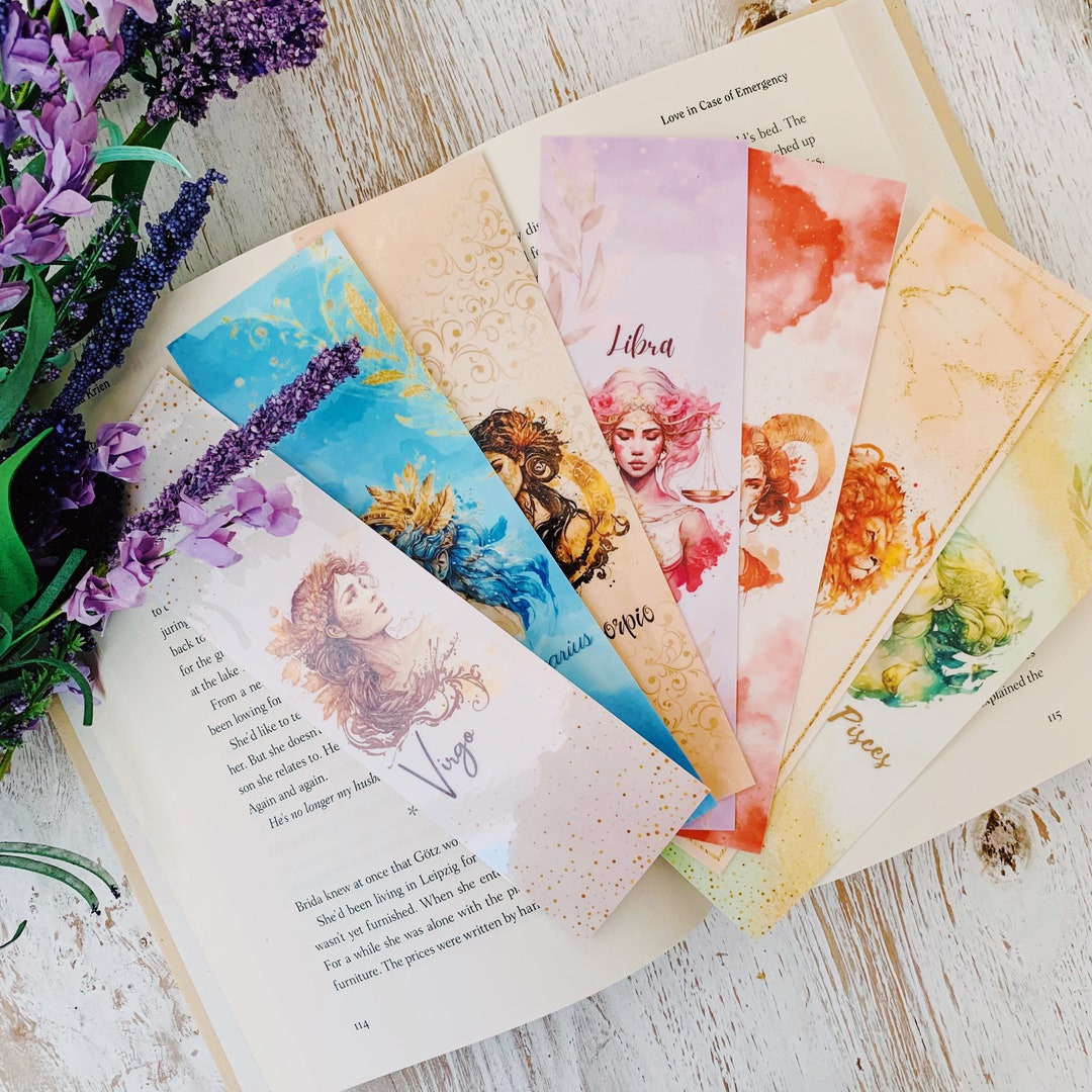 Zodiac Sign Bookmarks L Astrology Bookmarks L Horoscope Bookmark Set - Etsy
