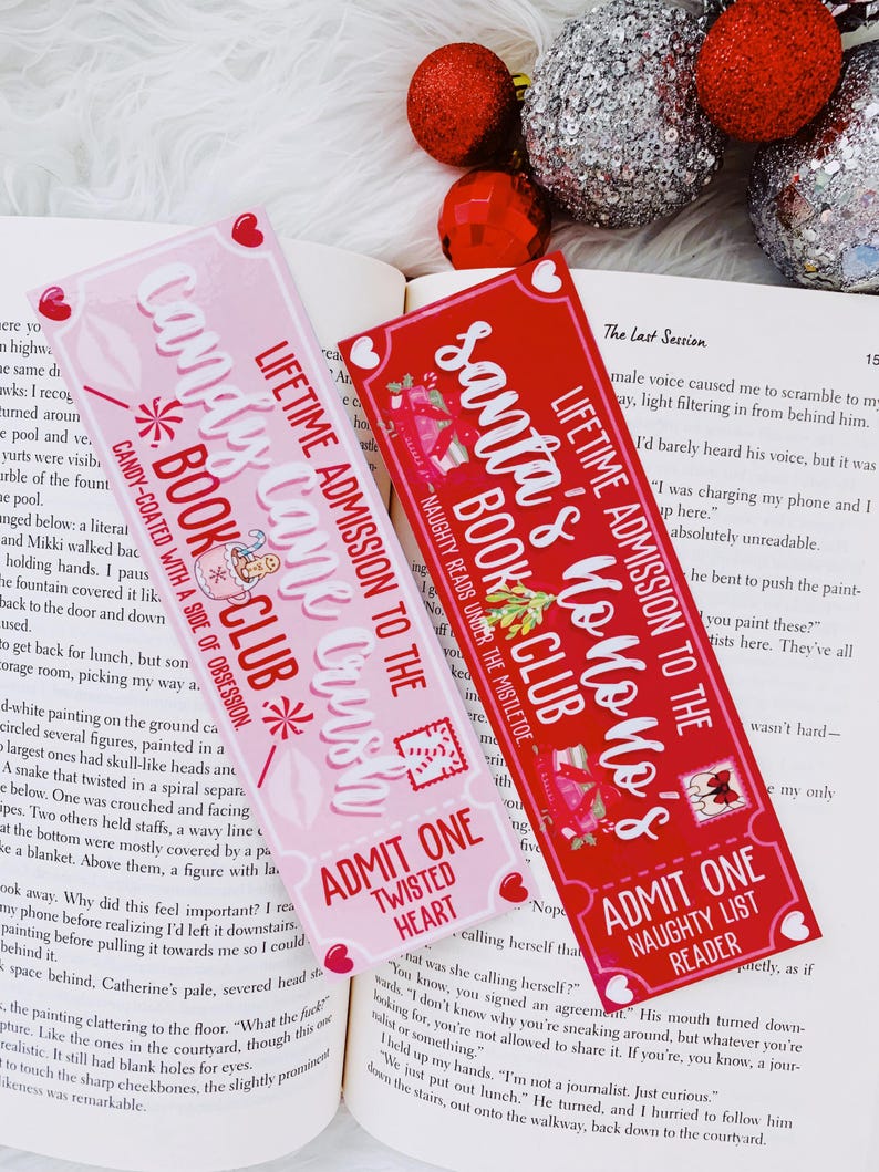 Book Club Ticket Christmas Bookmarks L Winter Bookmark Set L Holiday ...