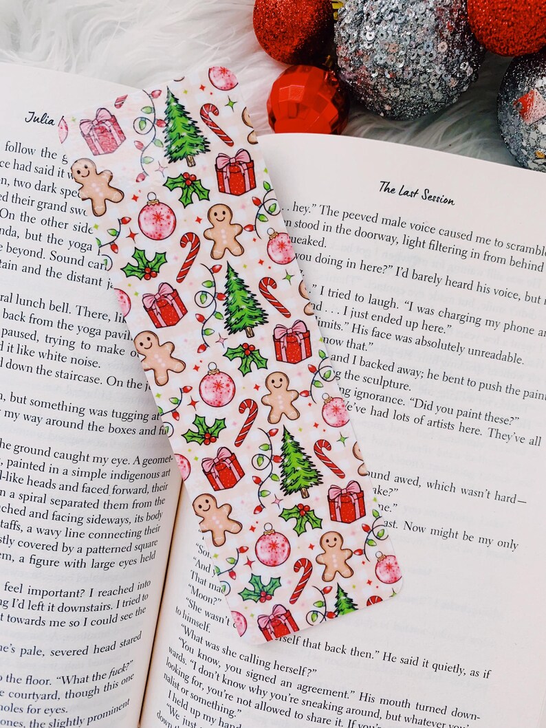 Gingerbread Festive Holiday Pattern Bookmarks L Christmas Bookmark Gift ...