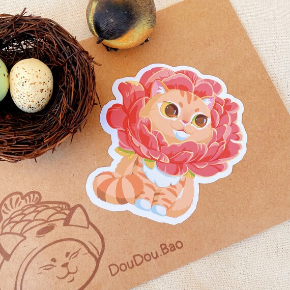 Floral Cat Sticker/ Waterproof Sticker/ Weatherproof/ Cute - Etsy